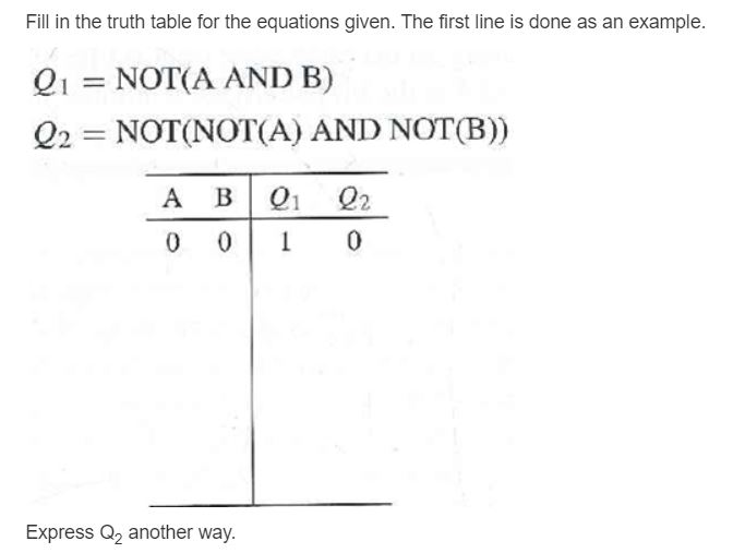 Solved Fill in the truth table for the equations given. The | Chegg.com