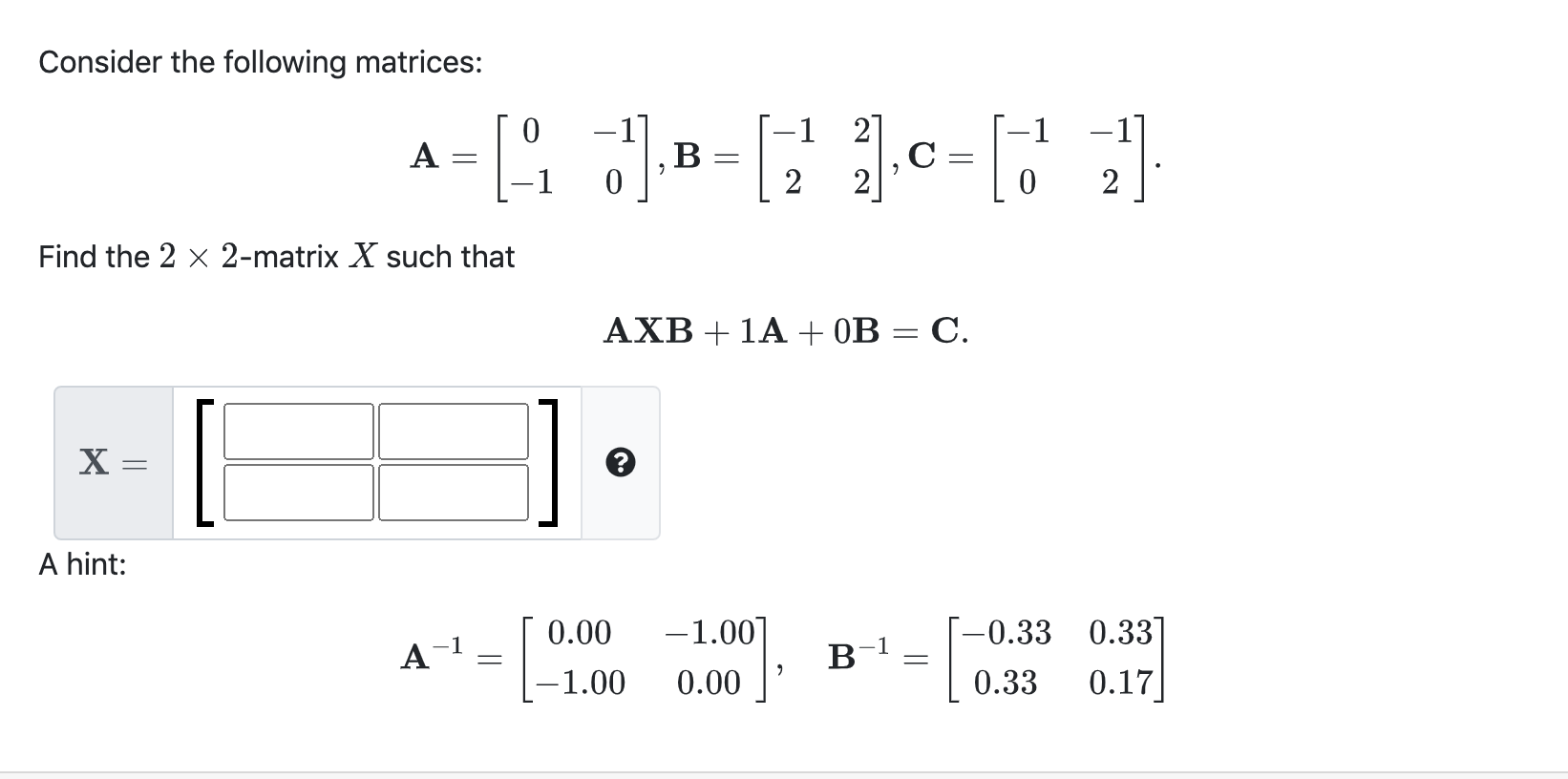 Solved Consider the following matrices: A=[433=,"],c=[o ] | Chegg.com