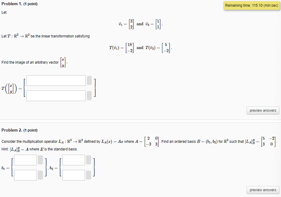 Solved v1=[32] and v2=[11]. Let T:R2→R2 be the linear | Chegg.com
