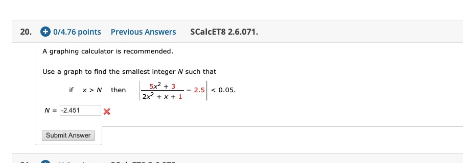 Solved 20. + 0/4.76 points Previous Answers SCalcET8 | Chegg.com