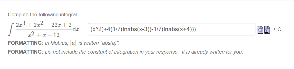 Solved Compute the following integral. ∫x2+x−122x3+2x2−22x+2 | Chegg.com