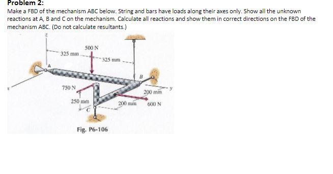 Solved Problem 2: Make a FBD of the mechanism ABC below. | Chegg.com