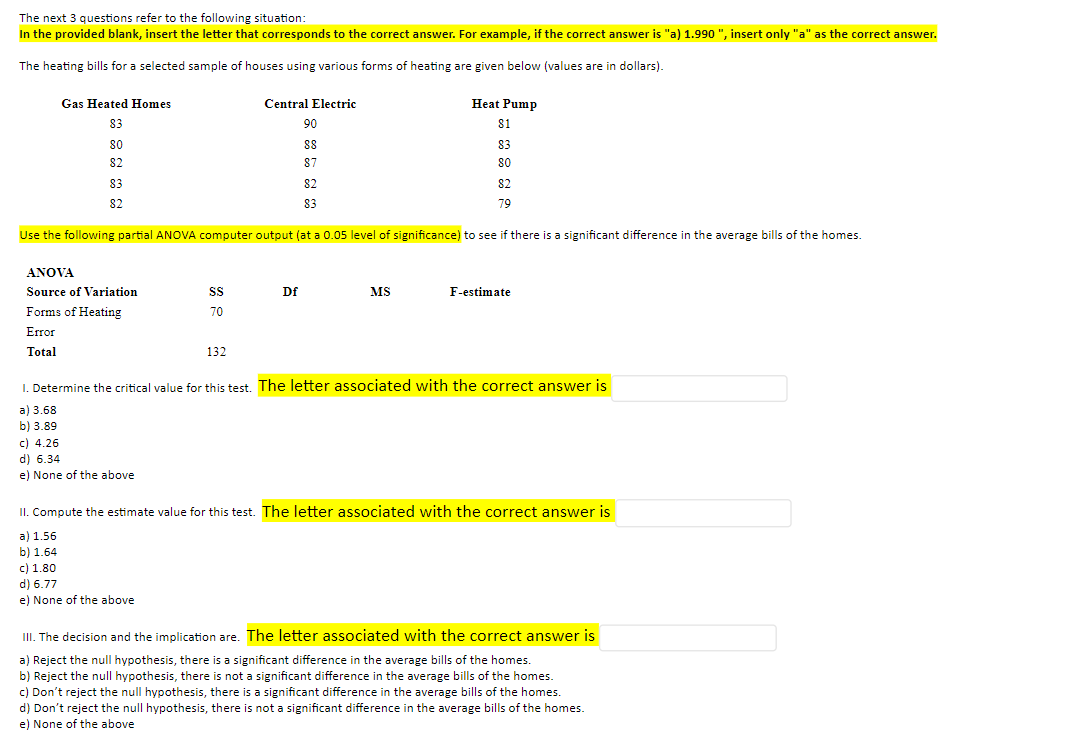 Solved The next 3 questions refer to the following | Chegg.com