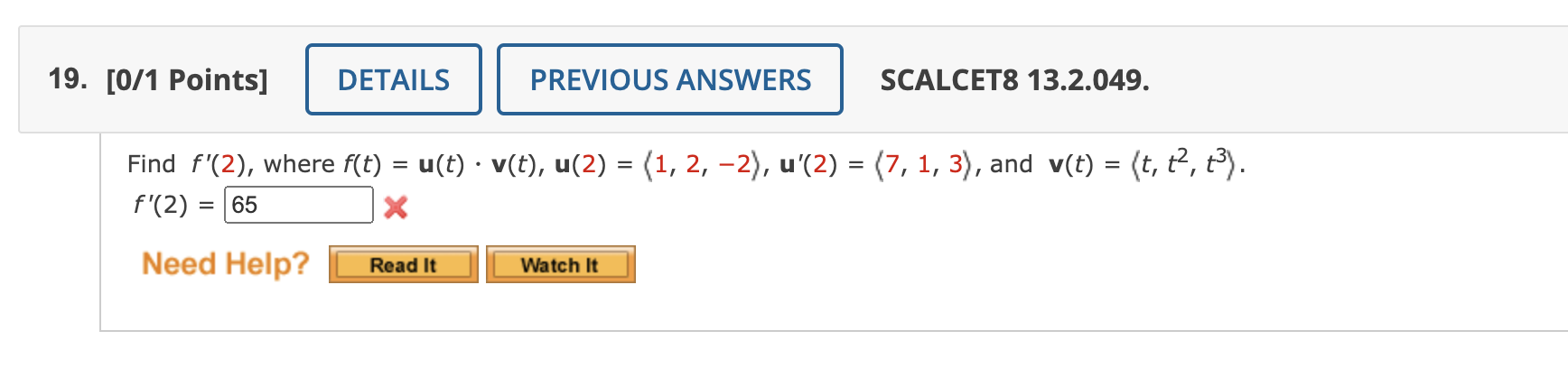 Solved Find f '(2), where f(t) = u(t) · v(t), u(2) = 1, 2, | Chegg.com