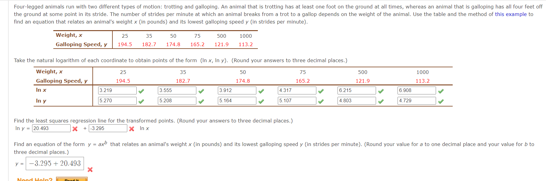 Solved find an equation that relates an animal's weight x | Chegg.com