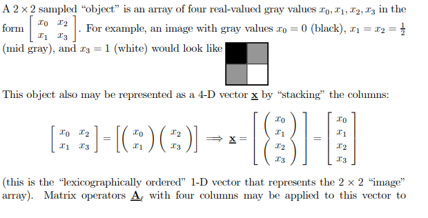 Solved A 2 x 2 sampled "object" is an array of four | Chegg.com