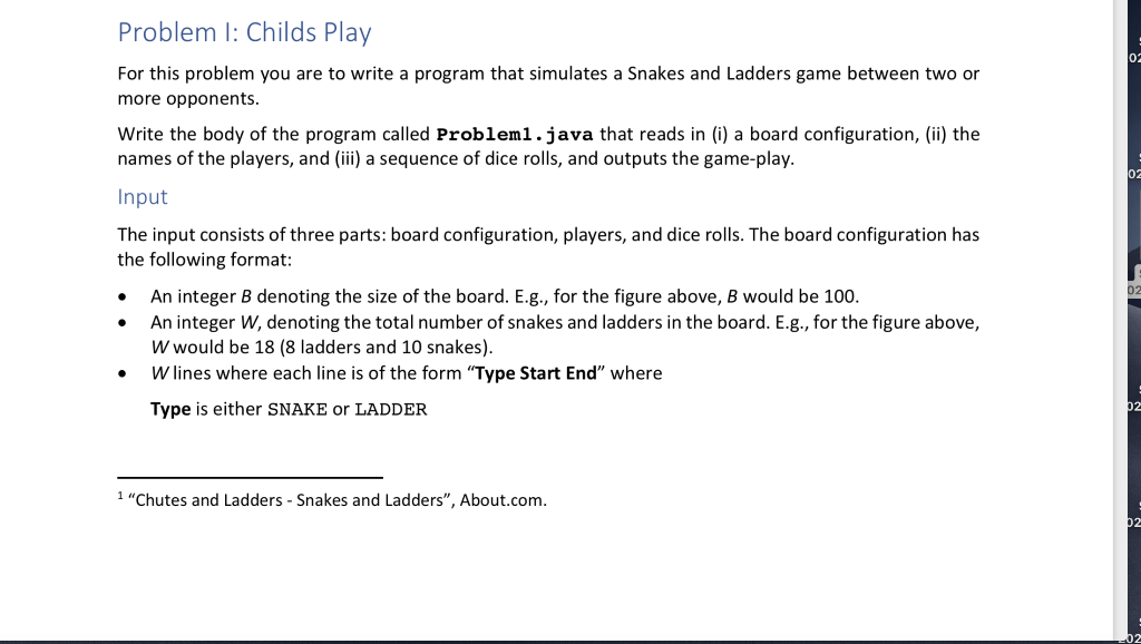 Solved Problem I: Childs Play For this problem you are to | Chegg.com