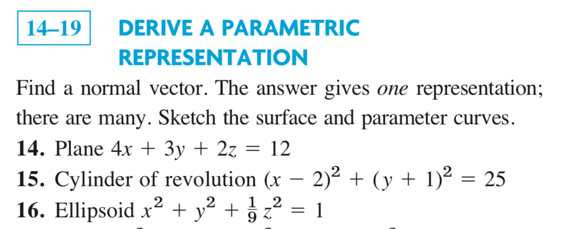 Solved 14 19 Derive A Parametric Representation Find A