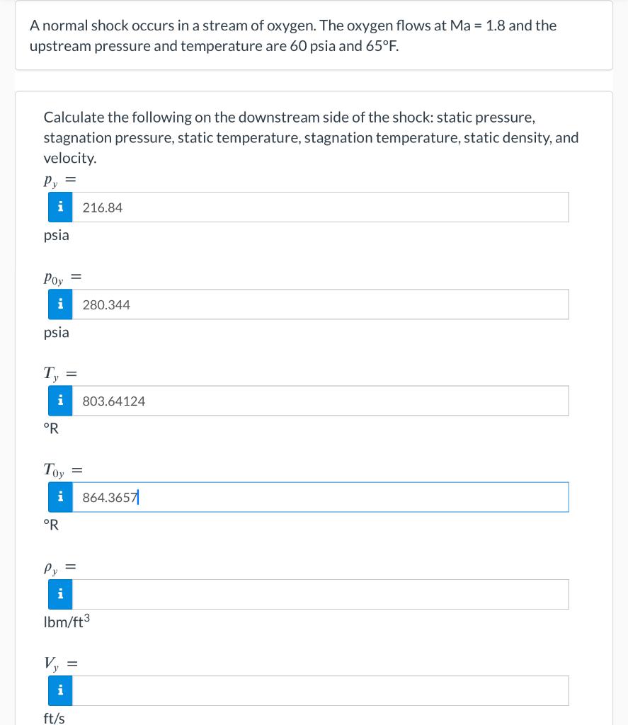 Solved A normal shock occurs in a stream of oxygen. The | Chegg.com