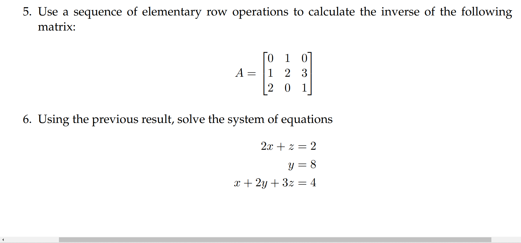 Solved Use a sequence of elementary row operations to | Chegg.com