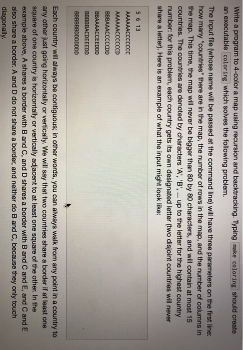 Write a program to 4-color a map using recursion and | Chegg.com