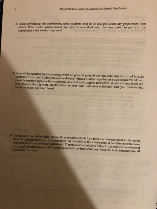 Solved ANAL0503: Nine Bottles: An Adventare in Chemical | Chegg.com