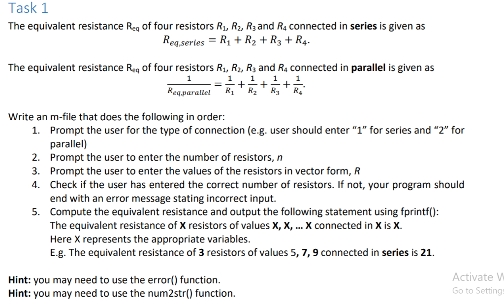Solved Task 1 The equivalent resistance Req of four | Chegg.com