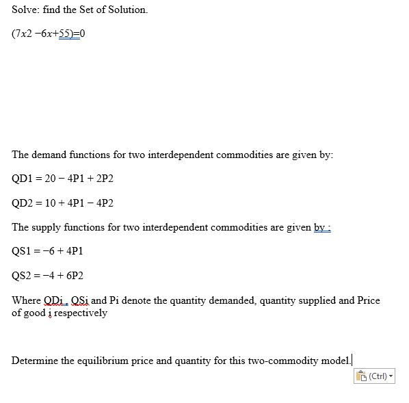 Solved Solve: find the Set of Solution. (7x2-6x+55)=0 The | Chegg.com