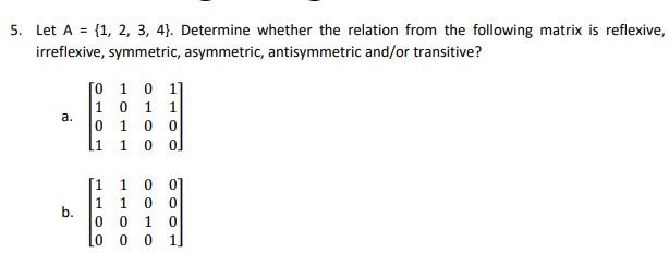 Let A={1,2,3,4}. ﻿Determine whether the relation from | Chegg.com