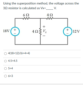 Solved Using the superposition method, the voltage across | Chegg.com