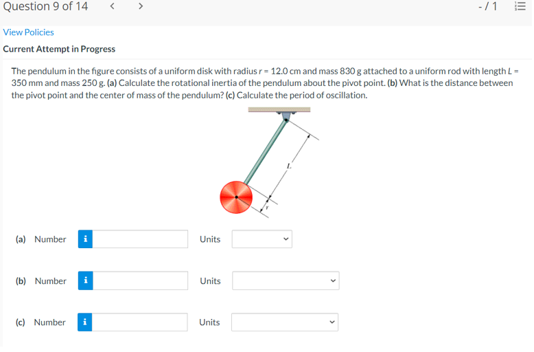 Solved Question 9 of 14 -/1 View Policies Current Attempt in | Chegg.com
