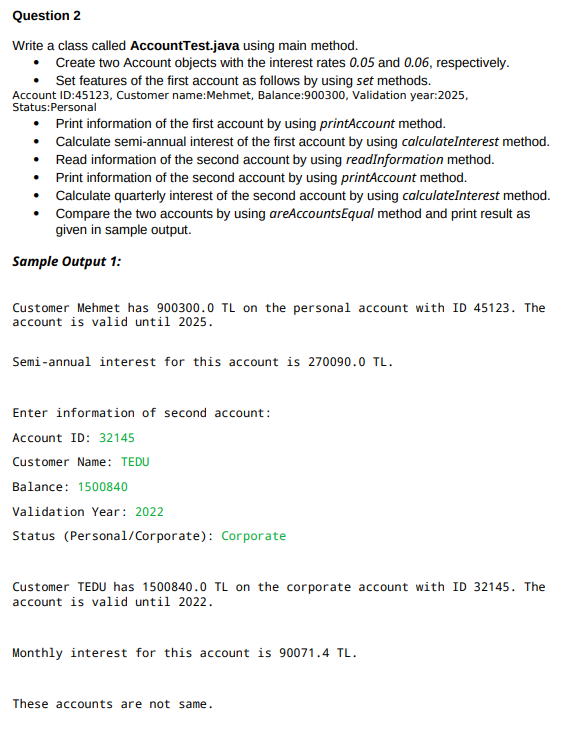 Solved Question 1 Write a class called Account.java with the | Chegg.com