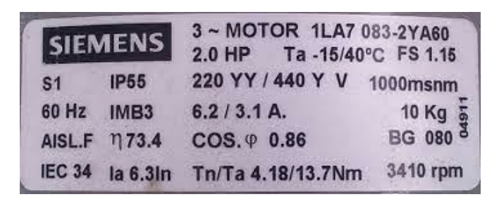 Solved The nameplate data of a three-phase induction motor | Chegg.com
