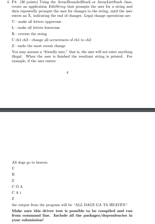 Solved 4. P4: (30 points) Using the ArrayBoundedStack or | Chegg.com