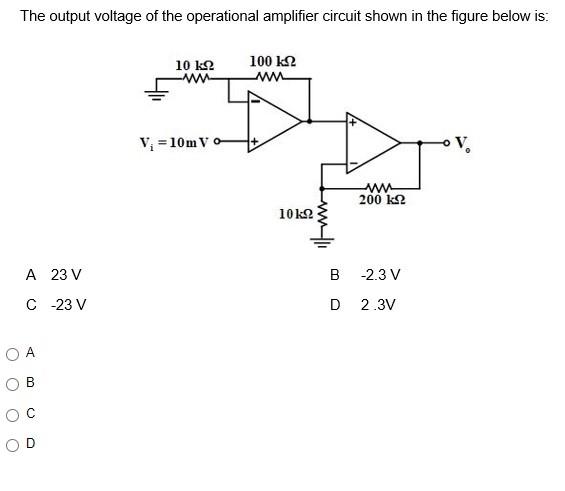 [Solved]: The output voltage of the operational amplifier