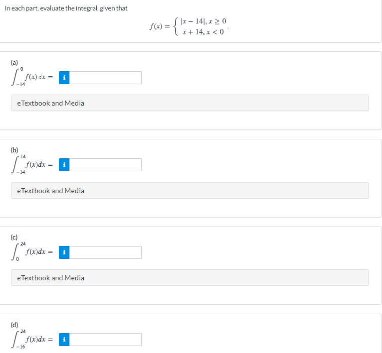 Solved In each part, evaluate the integral, given that f(x) | Chegg.com