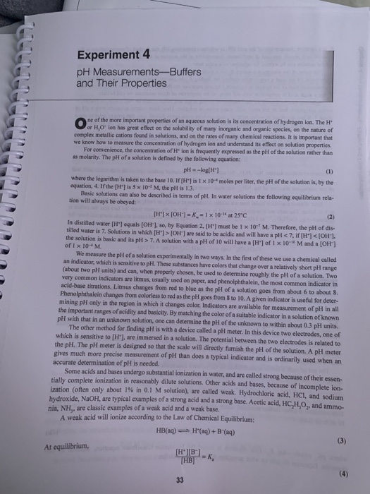 Solved Name Experiment 4 Advance Study Assignment: pH, Its | Chegg.com