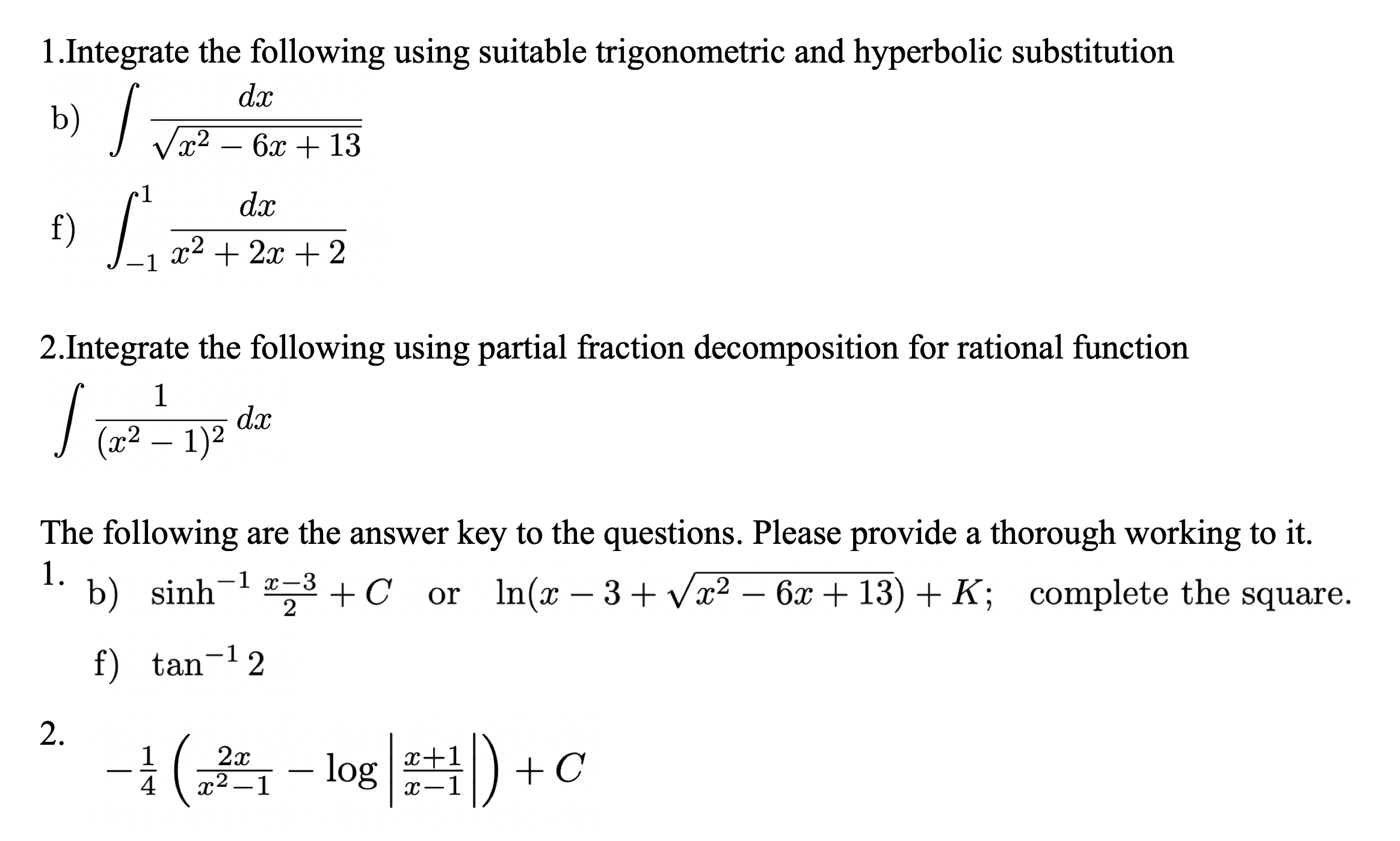 Solved 1.Integrate the following using suitable | Chegg.com