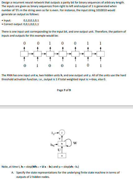 Solved Design a recurrent neural network that outputs a | Chegg.com