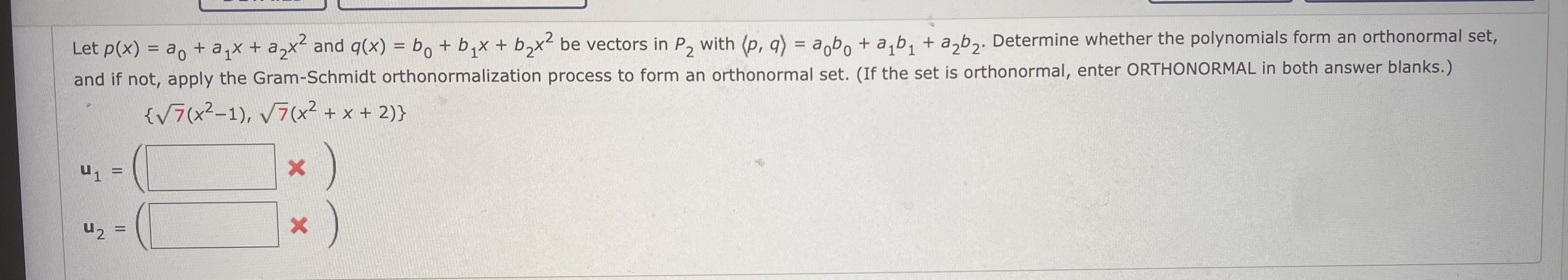 Solved Let P X A0 A1x A2x2 And Q X B0 B1x B2x2 Be Vectors