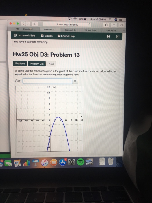 Solved 82% . ), Sun 10:59 PM a ww1.math.msu.edu WeBWork | Chegg.com
