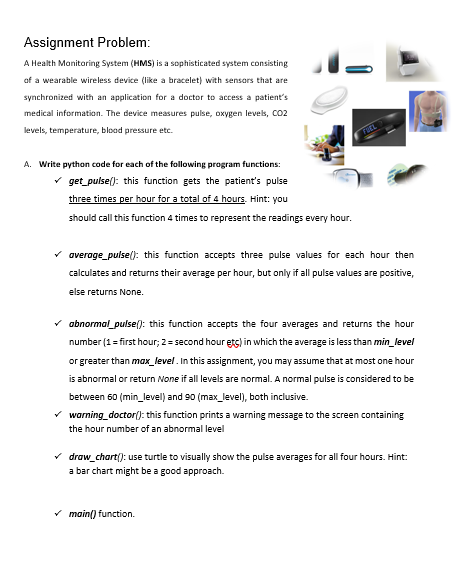 Solved Assignment Problem: A Health Monitoring System (HMS) | Chegg.com