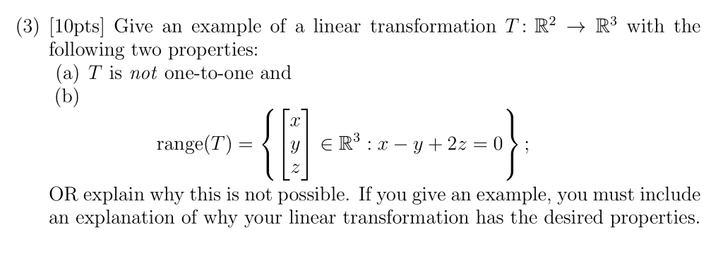 Solved (3) |10pts) Give an example of a linear | Chegg.com