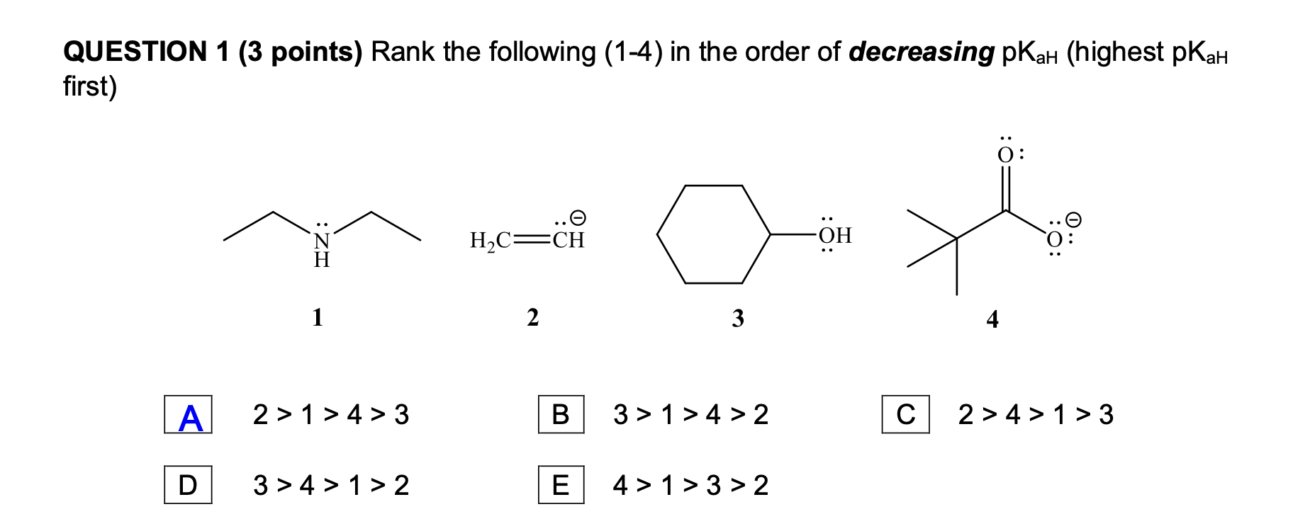 Solved QUESTION 1 (3 ﻿points) ﻿Rank the following (1-4) in | Chegg.com