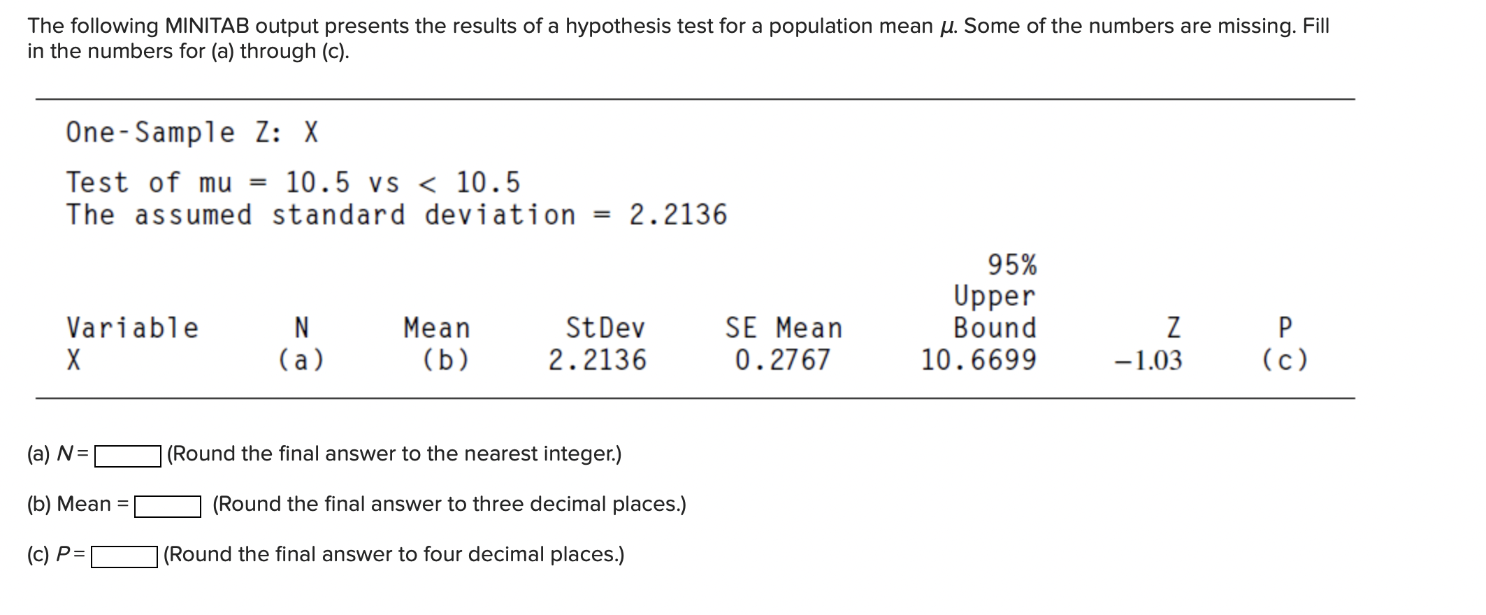 Solved The following MINITAB output presents the results of | Chegg.com