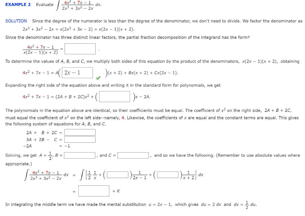 Solved EXAMPLE 2 Evaluate SOLUTION Since the degree of the | Chegg.com