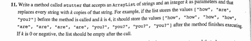 Solved 11. Write a method called stutter that accepts an | Chegg.com