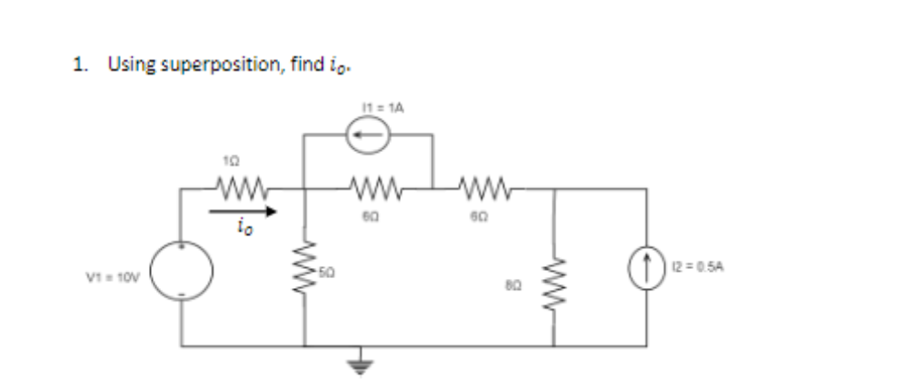 Solved 1. Using superposition, find i0. | Chegg.com