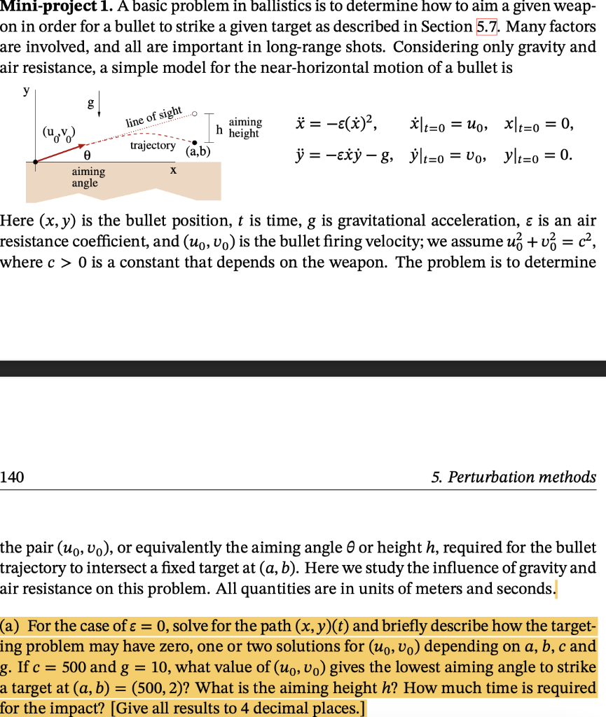Solved Mini-project 1. A basic problem in ballistics is to | Chegg.com