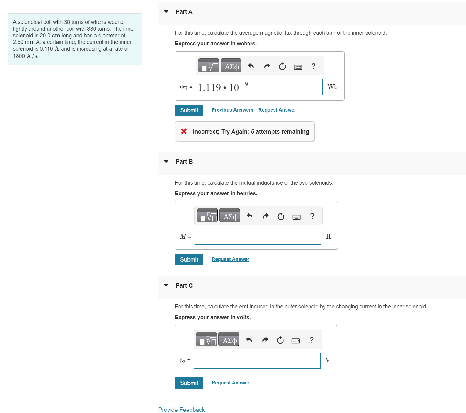 Solved A solenoidal coil with 30 ﻿turns of wire is | Chegg.com