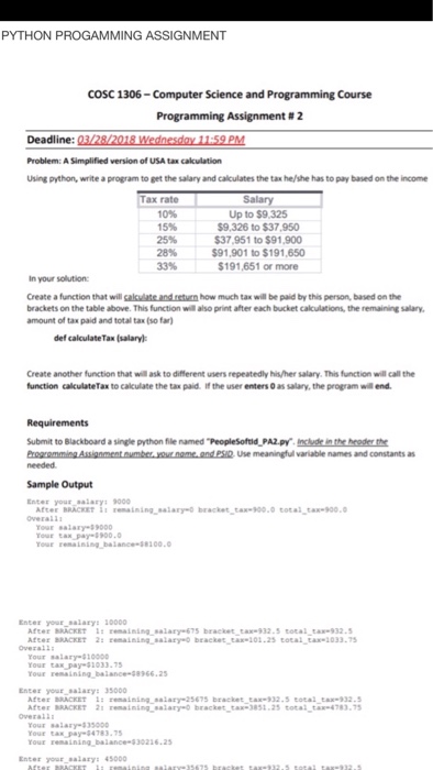 Solved PYTHON PROGAMMING ASSIGNMENT COSC 1306-Computer | Chegg.com