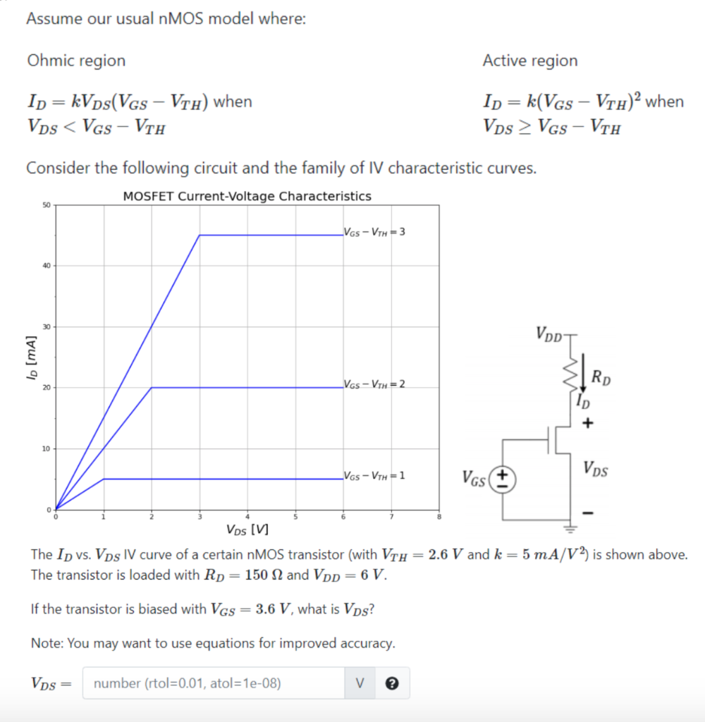 Solved Assume our usual nMOS model where: Ohmic region | Chegg.com