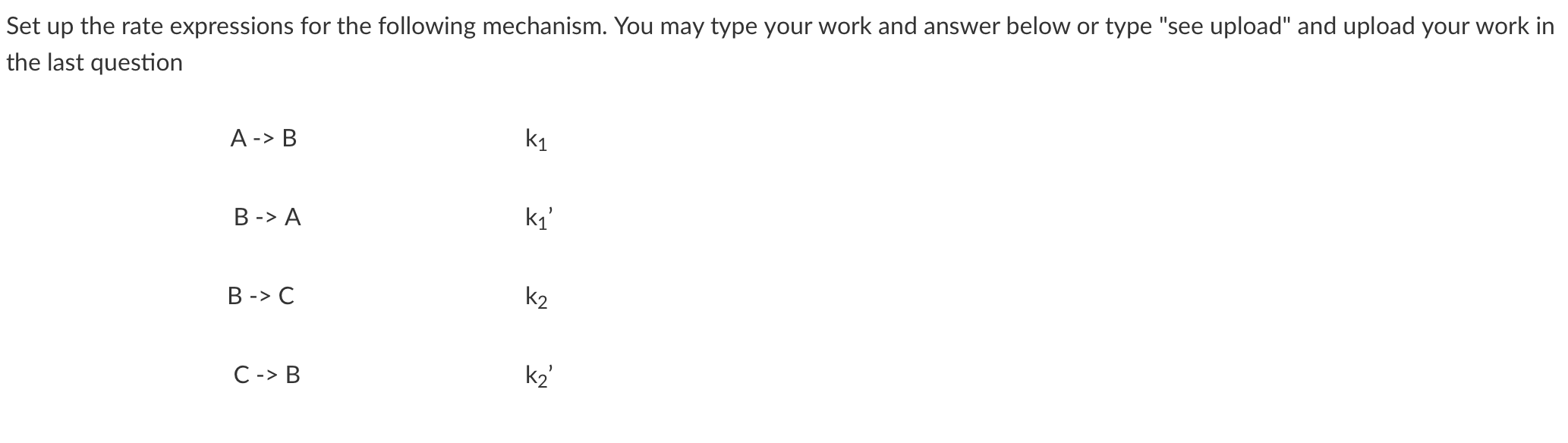 Solved Set up the rate expressions for the following | Chegg.com