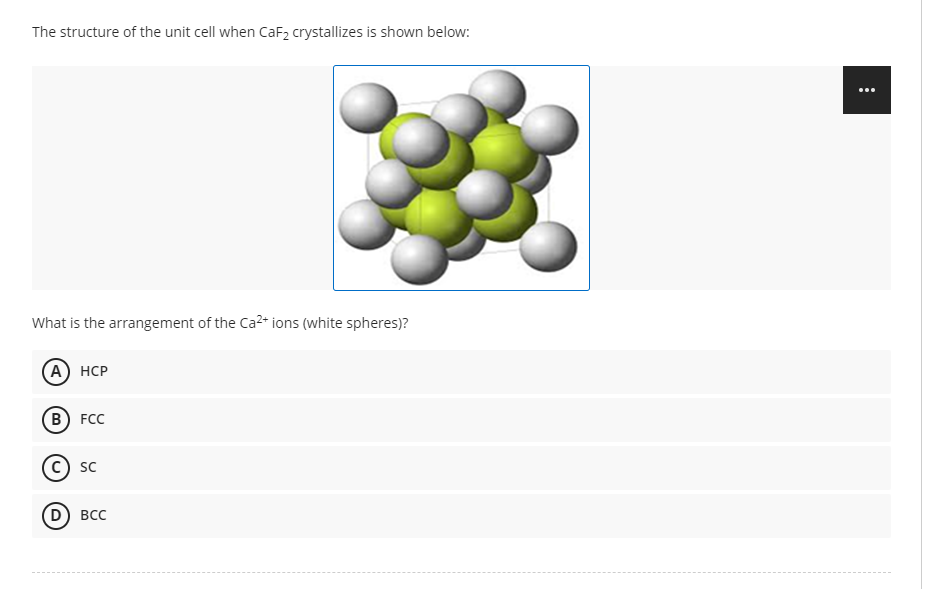 Solved The structure of the unit cell when CaF2 crystallizes | Chegg.com