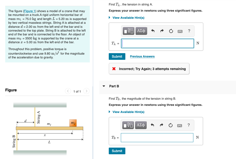 Solved Find TA, the tension in string A. Express your answer | Chegg.com