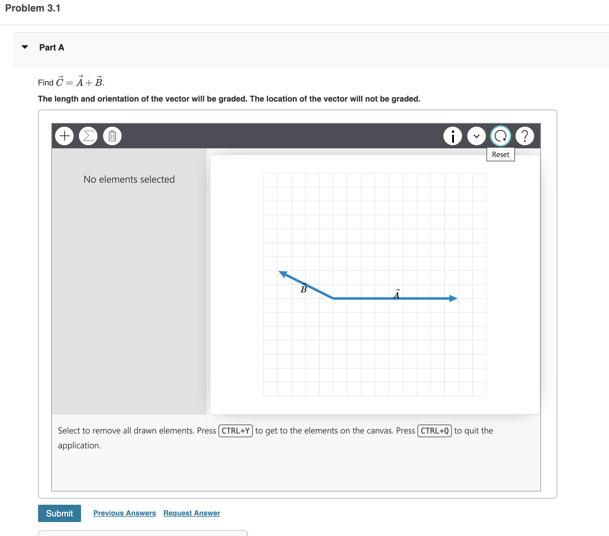 Solved Problem 3.1Part AFind vec(C)=vec(A)+vec(B).The length | Chegg.com