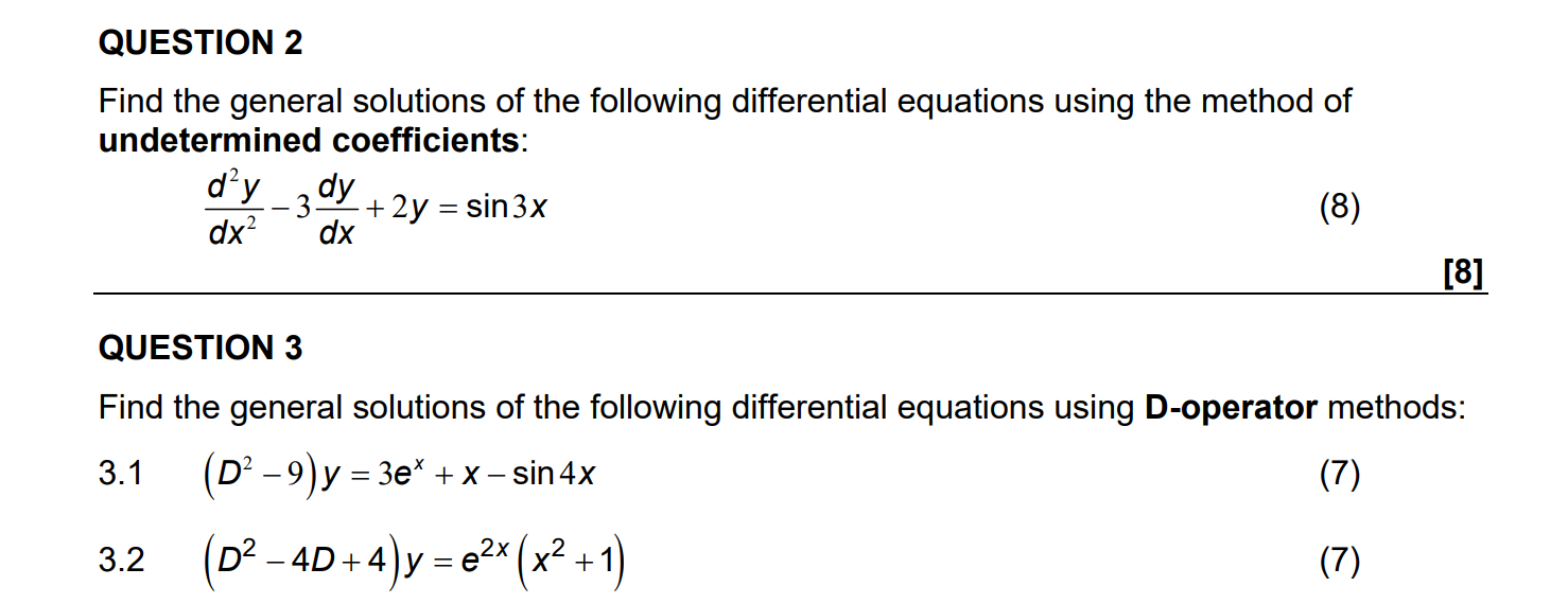 Solved Find the general solutions of the following | Chegg.com