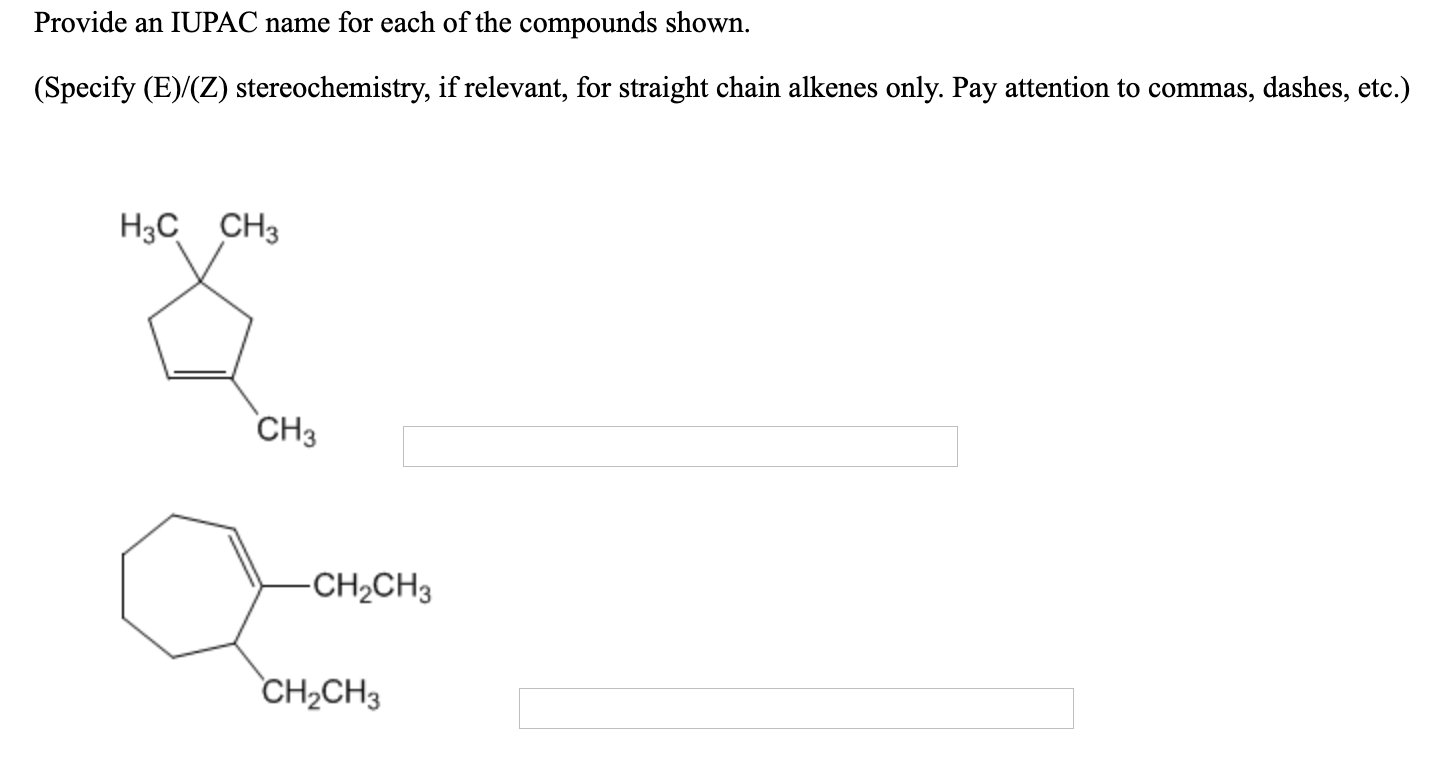 Solved Provide an IUPAC name for each of the compounds | Chegg.com