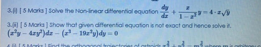 Solved 3.0) (5 Marks ] Solve the Non-linear differential | Chegg.com
