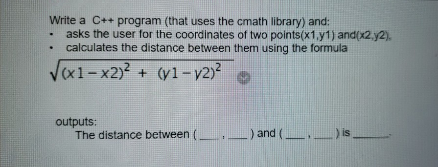 Solved Write a C++ program (that uses the cmath library) | Chegg.com